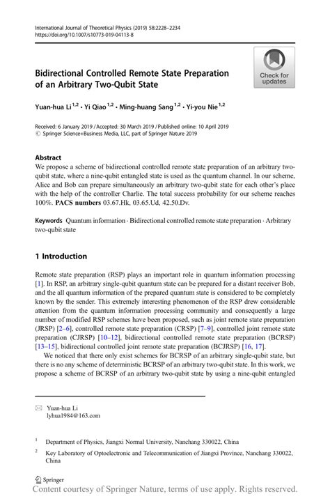 Bidirectional Controlled Remote State Preparation Of An Arbitrary Two