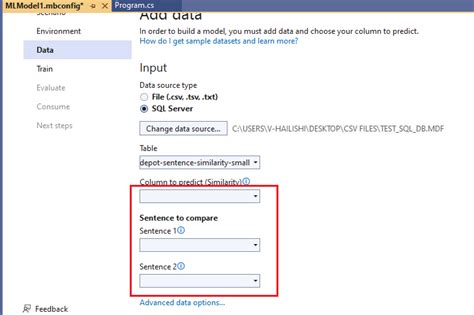 The Selected Column For Column To Predict Is Missing After Changing The Advanced Data Options