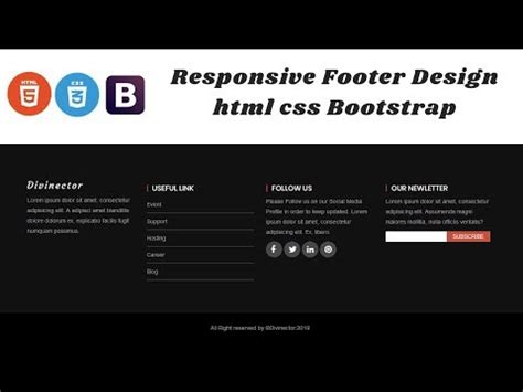 How To Design Responsive Footer With Html Css And Bootstrap Footer Design Html Css