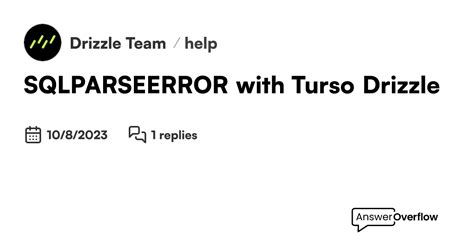 Sqlparseerror With Turso Drizzle Drizzle Team