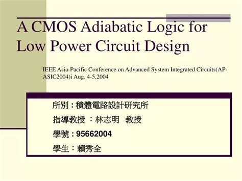 PPT A CMOS Adiabatic Logic For Low Power Circuit Design PowerPoint Presentation ID
