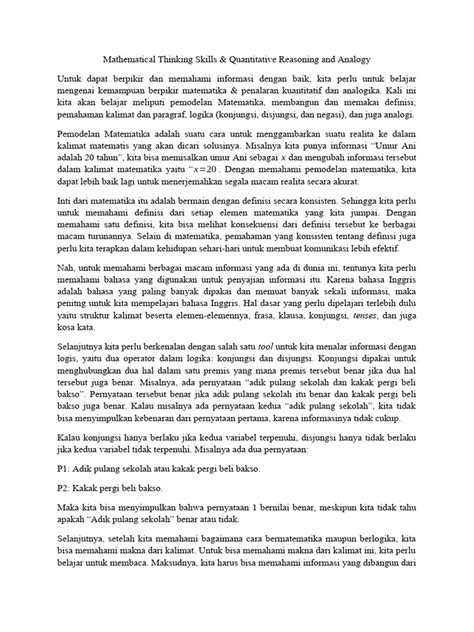 Mathematical Thinking Skills Pdf