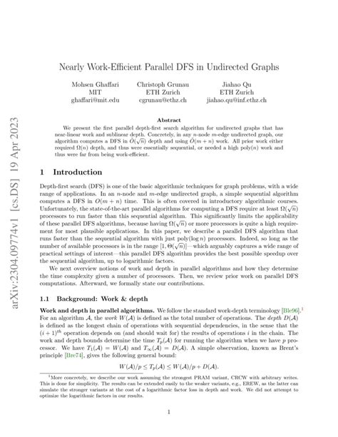 Nearly Work Efficient Parallel Dfs In Undirected Graphs Deepai