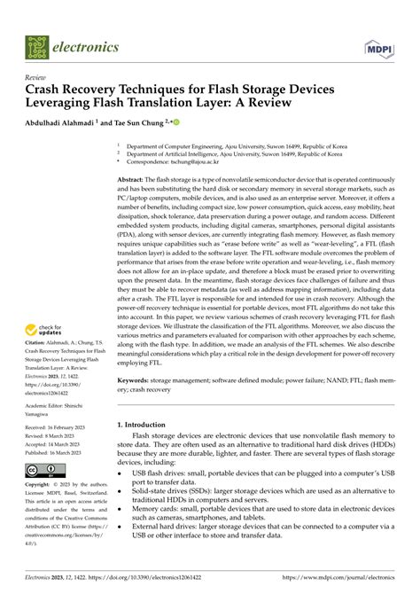 Pdf Crash Recovery Techniques For Flash Storage Devices Leveraging Flash Translation Layer A