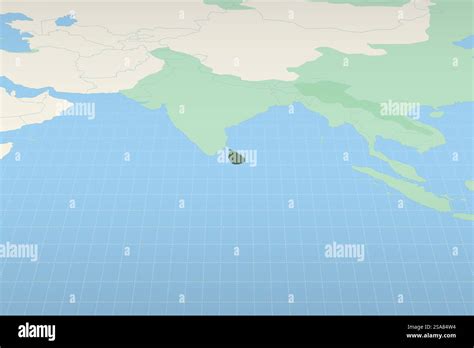 Sri Lanka Highlighted On A Detailed Map Geographic Location Of Sri Lanka Vector Map Stock