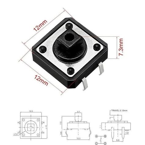 Chave Táctil Push Button Pth 4 Terminais 180º 12x12x73mm Omron Chaves