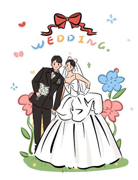 25一个人的卡通版手绘婚纱照请柬接单 小红书 花瓣网