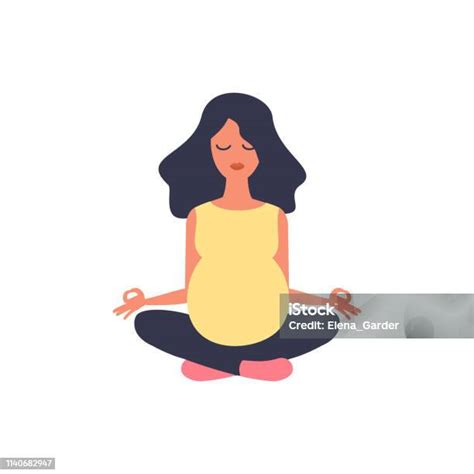 아름 다운 임신한 여자입니다 요가 그림입니다 스포츠 운동 피트 니스 운동 의료 소녀 스포츠 행복 한 출산 임신 벡터 문자입니다 건강한 생활방식에 대한 스톡 벡터 아트 및