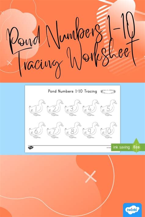 Pond Numbers 1 10 Tracing Worksheet