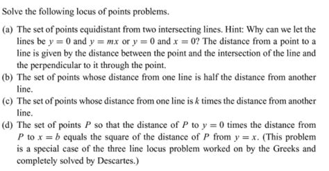 solved solve the following locus of points problems a ﻿the