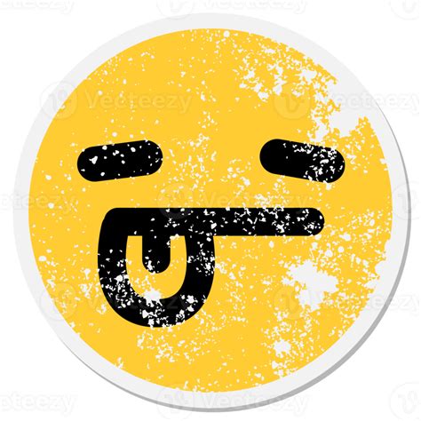 Tired Face With Lolling Tongue Circular Sticker 43491624 Png
