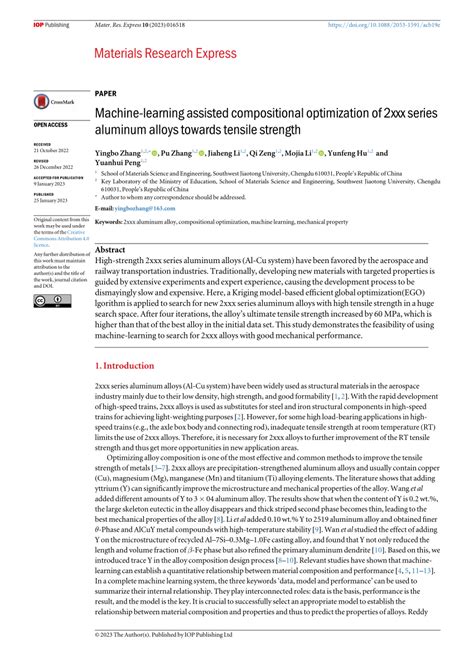Pdf Machine Learning Assisted Compositional Optimization Of 2xxx Series Aluminum Alloys