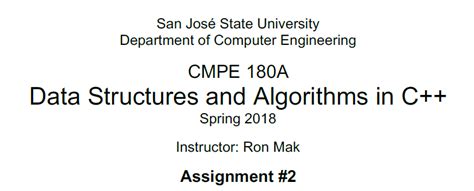 Cmpe 180a Data Structures And Algorithmsassignmentsassignment 2readmemd At Master
