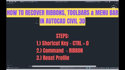 Autocad Tipsandtricks How To Restore Missing Ribbon Menu Bar And Toolbars Youtube