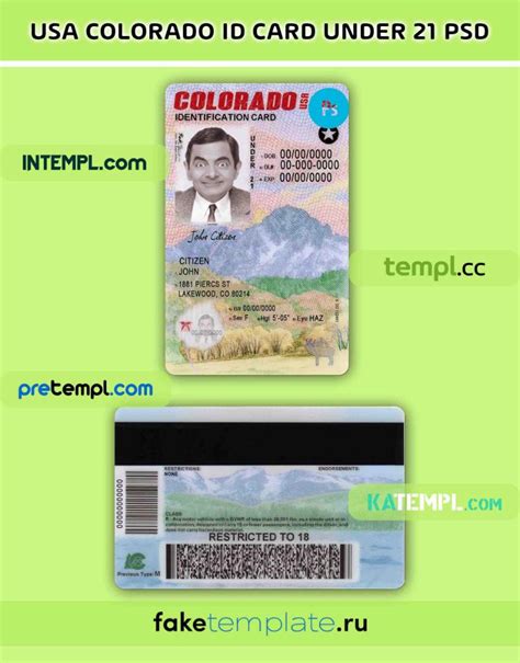 Usa Colorado Identity Card Psd Download Template Under 21