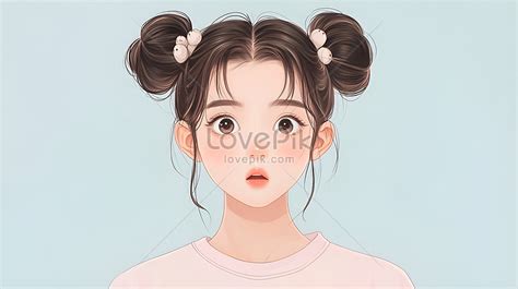 귀여운 표정의 어린 소녀 일러스트 무료 다운로드 Lovepik