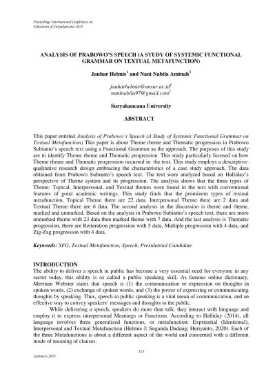 Analysis Of Prabowos Speech A Study Of Systemic Functional Grammar On Analysis Of Prabowos Speech A Study Of Systemic Functional Grammar On