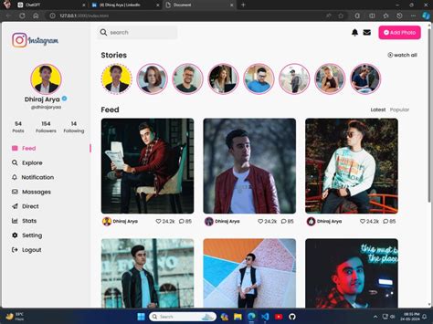 Dhiraj Arya On Linkedin Webdevelopment Html Css Frontenddevelopment Instagramredesign Coding