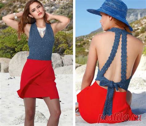 Топ с завязками на спинке схема вязания спицами Вяжем Топы на Вязание майки Постила