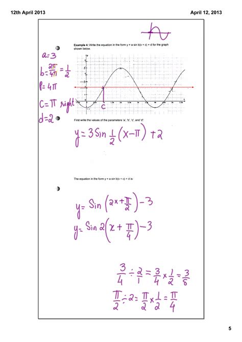 Lesson 5 Sinusoidal Functions 12th April 2013 Pdf