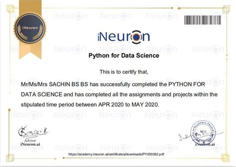 Recently Completed A Course On Python For Data Science From Ineuron