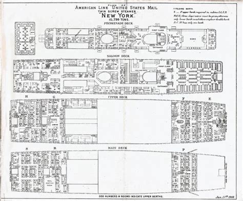 Ss New York Deck Plans Roceanlinerarchitect American Line Deck
