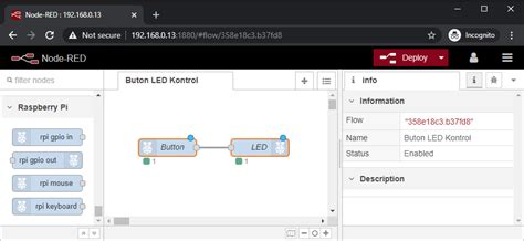 Nodered Uygulama 1 Buton Ile Ledin Kontrolü Özgür Koca