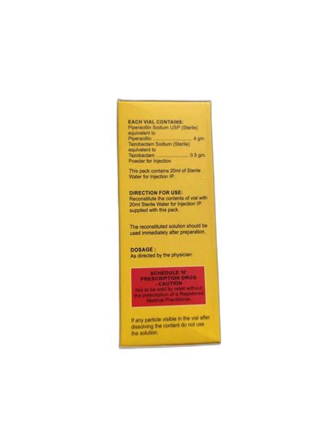 Generic Piperacillin Tazobactam Injectiont 4 5gm At Rs 250 Vial In Nagpur