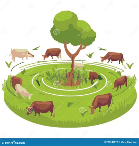 Rotational Grazing Cattle Concept Vector Graphics Royalty Free Stock