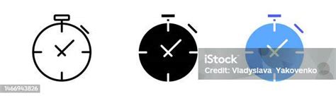 스톱워치 설정 아이콘입니다 벽시계 24 On 7 시간 시 분 초 요일 시계 바늘 시간 관리 시간 엄수 개념 선에 있는 벡터 아이콘 흰색 배경에 검은색과 화려한 스타일 0명에