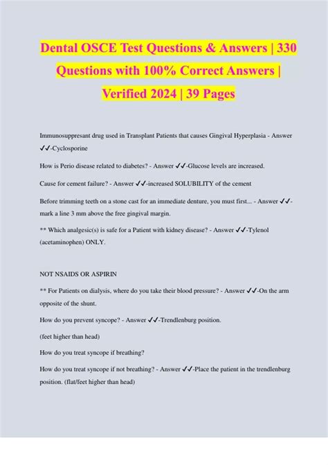 Dental Osce Test Questions And Answers 330 Questions With 100 Correct Answers Verified 2024
