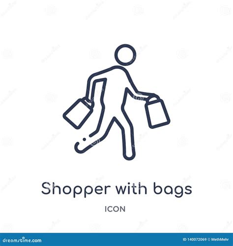Linear Shopper Man Icon From Behavior Outline Collection Thin Line Shopper Man Vector Isolated