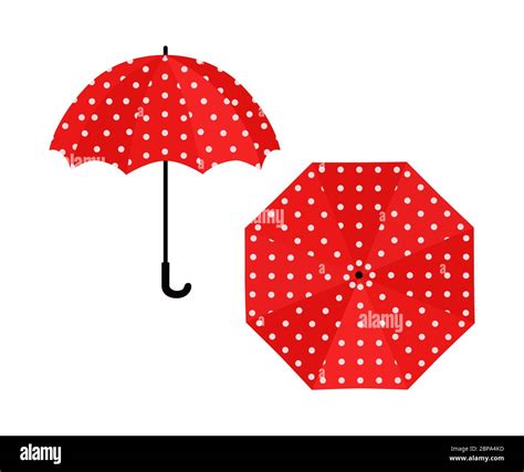 Umbrella Red With Polka Dot On White Background Vector Illustration