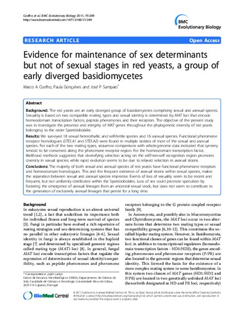 Pdf Evidence For Maintenance Of Sex Determinants But Not Of Sexual Stages In Red Yeasts A