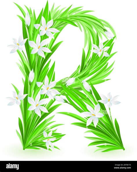one letter of spring flowers alphabet r illustration on white background stock vector image