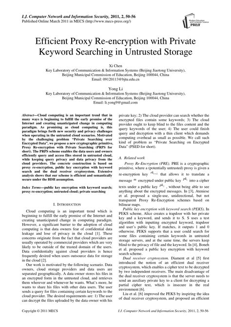 Pdf Efficient Proxy Re Encryption With Private Keyword Searching In Untrusted Storage