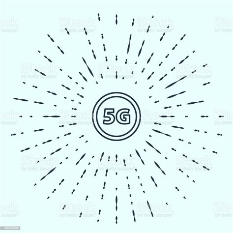 검은 줄 5g 새로운 무선 인터넷 와이파이 연결 아이콘 회색 배경에 격리 글로벌 네트워크 고속 연결 데이터 속도 기술 추상 원 임의점 벡터 5g에 대한 스톡 벡터 아트 및