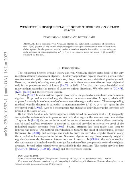 Pdf Weighted Subsequential Ergodic Theorems On Orlicz Spaces