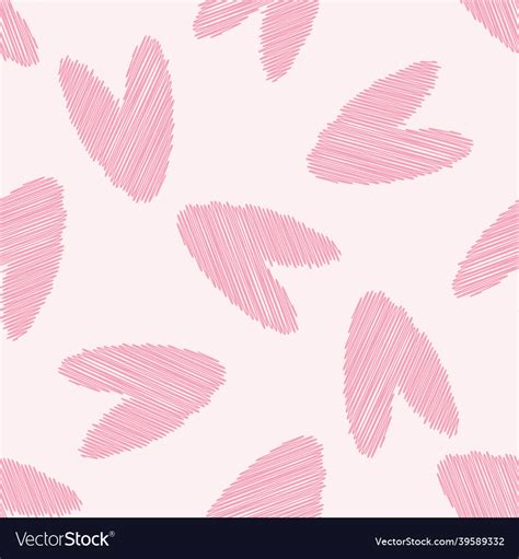 Scribbled Pink Heart Seamless Pattern Royalty Free Vector