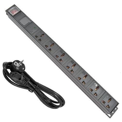 PDU Power Strip Network Cabinet Rack Lightning Protection 3 PIN Adapter Output 7 Way Socket And