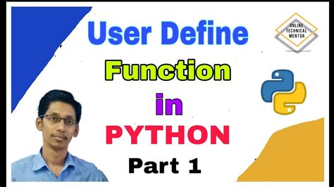 Python User Define Function Part 1 Youtube
