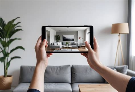 Interior Design Visualization On A Tablet Premium Ai Generated Image
