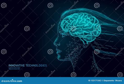 low poly abstract brain virtual reality concept female woman profile