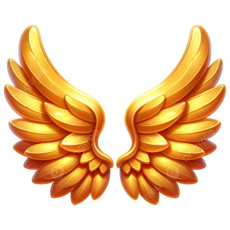 Wings Golden Cartoon Three Dimensional Wing Decorate Angel Wings Png