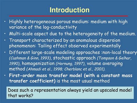 Ppt Comparison Of Theory And Experiment For Solute Transport In Bimodal Heterogeneous Porous