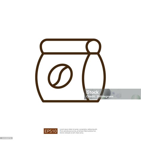 커피 라인 미니멀한 플랫 디자인의 음료를 나타내는 커피 원두가 든 가방의 아이콘 일러스트레이션 또는 현대적인 스타일로 설정된 아이콘 Corporación Andina De