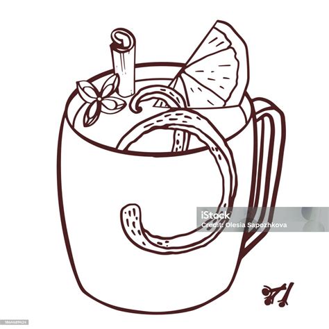 그로그 핫 칵테일 크리스마스 바 메뉴 뜨거운 매운 과일과 감귤류 계절 음료는 컵과 손으로 그린 재료 벡터 일러스트 카페 레스토랑 메뉴 포스터 전단지에 대 한 0명에 대한