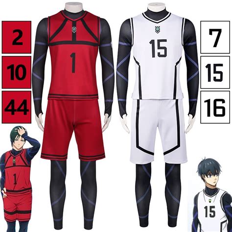 Anime Blue Lock Cosplay Costume Yoichi Isagi Hyoma Chigiri Team White Red Uniform Wig Meguru