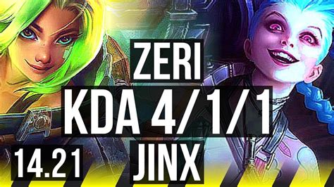Zeri And Janna Vs Jinx And Thresh Adc 411 Kr Diamond 1421 Youtube