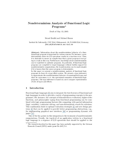 Pdf Nondeterminism Analysis Of Functional Logic Programs